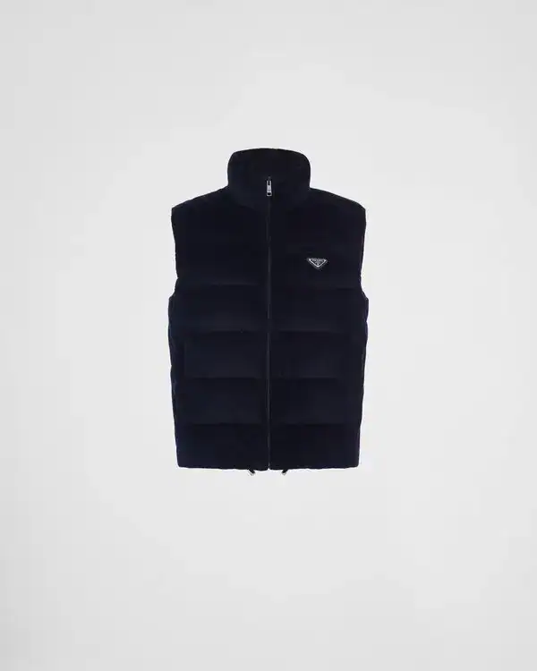 Prada Corduroy Down Vest - Blue | Editorialist