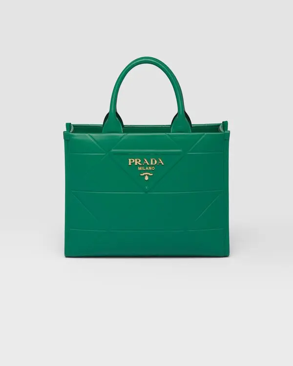 Prada Small Leather Symbole Bag With Topstitching - Mango