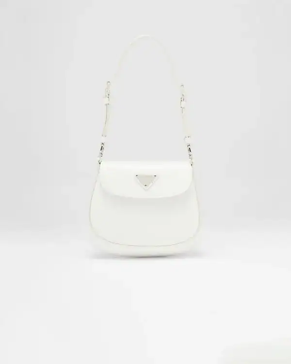 Prada Cleo Brushed Leather Mini Bag - White | Editorialist