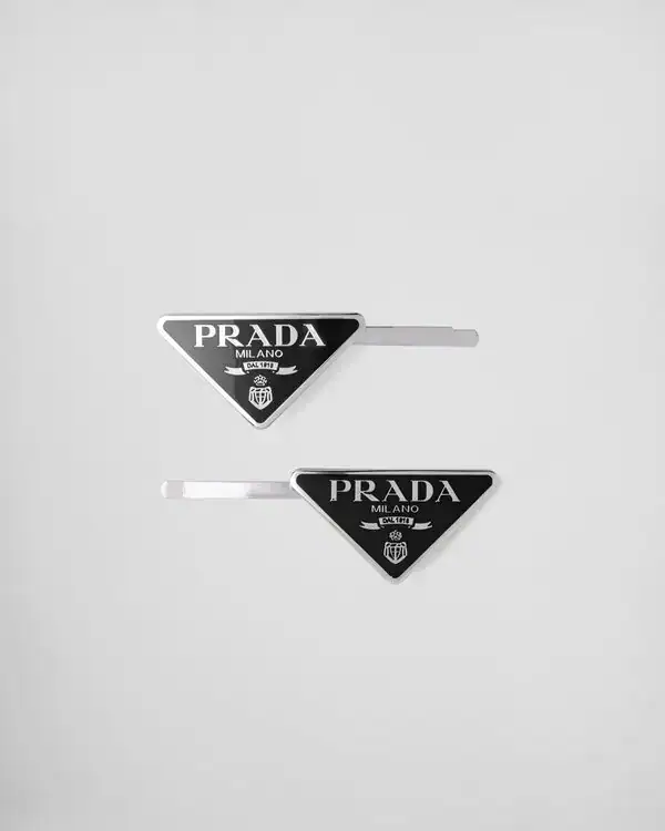 Prada Metal Hair Clips - Black | Editorialist