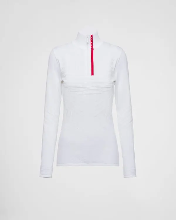 Prada Tech Rec Re-nylon Piqué Sports Top - White