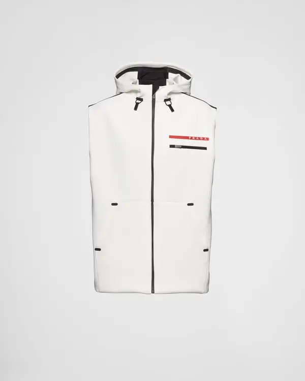 Prada Recycled Technical Jersey Hoodie With Heat-sealed Tape - White