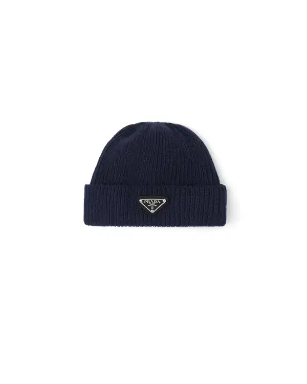 Prada Wool And Cashmere Beanie - Blue | Editorialist