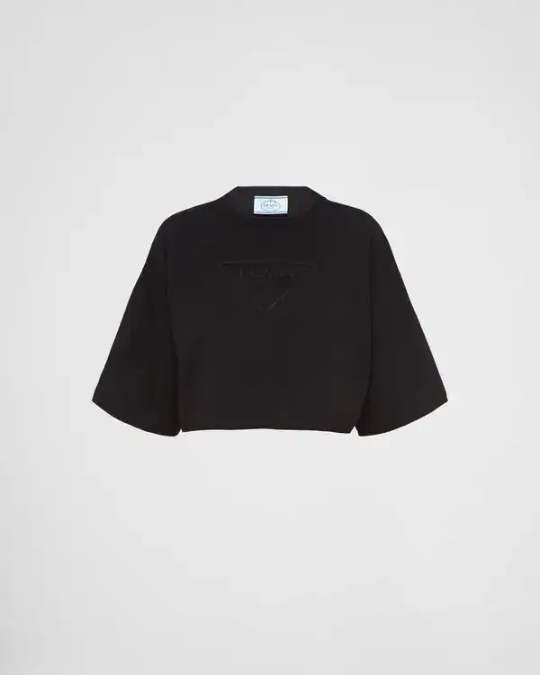 PRADA 新品Wool and viscose sweater Prada Cropped Superfine Wool And Viscose Sweater - Black
