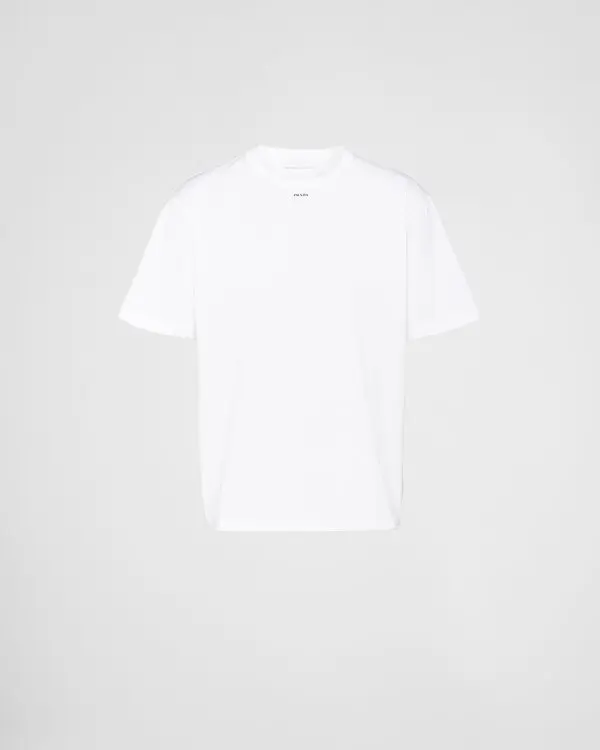 Prada Stretch Cotton T-shirt With Logo - White