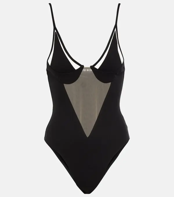 David Koma Mesh-paneled Bodysuit