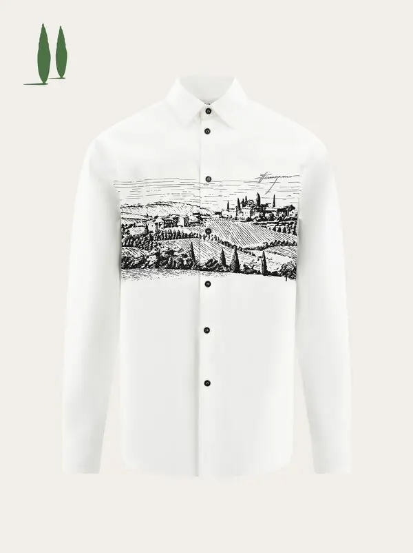 FERRAGAMO Tuscany Print Polo Shirt - White