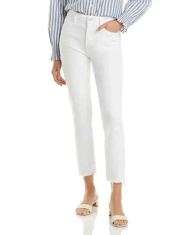 Paige Cindy High-rise Ankle Straight Jeans - White Noise