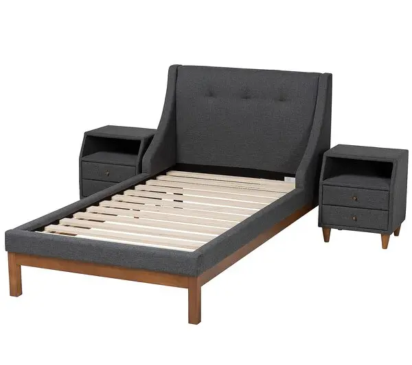 BAXTON STUDIO Louvain Fabric Twin Bedroom Set