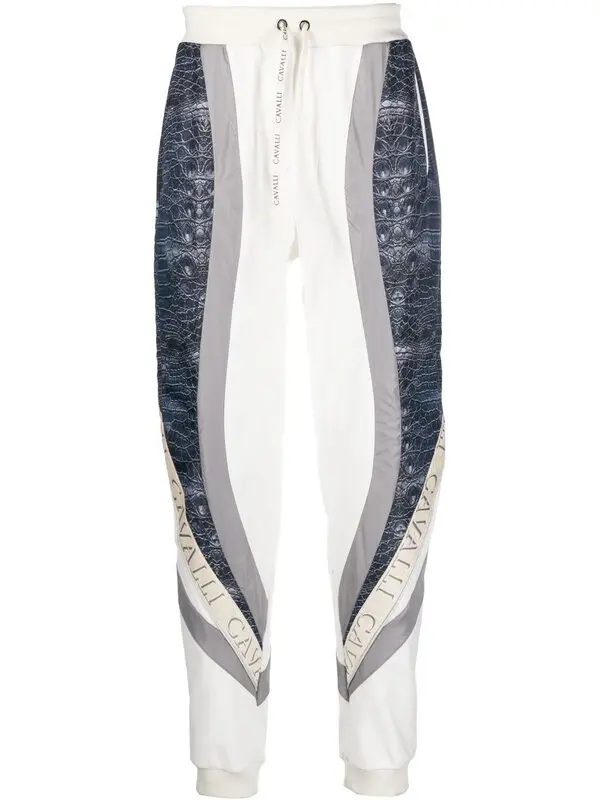 Roberto Cavalli Animal Print Logo-tape Track Pants