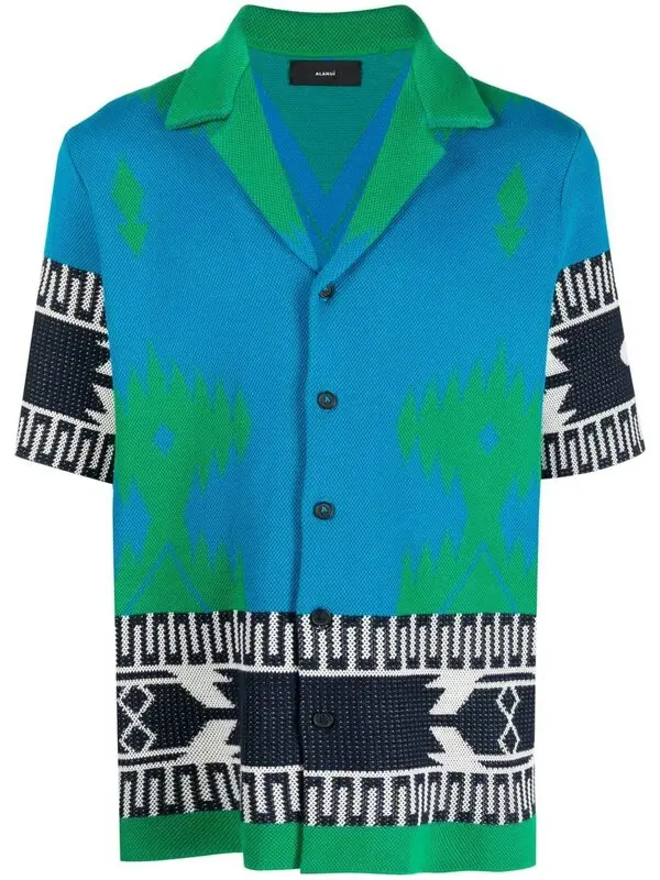 Alanui Patterned Intarsia-knit Shirt - Blue