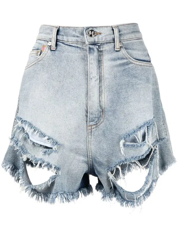 Natasha Zinko Distressed Denim Shorts