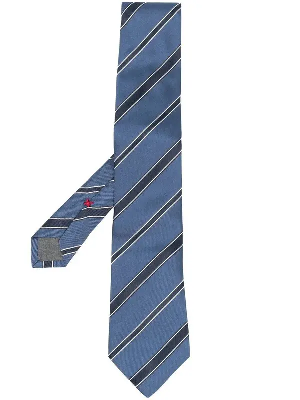 Brunello Cucinelli Diagonal Stripes Silk Neck Tie - Blue