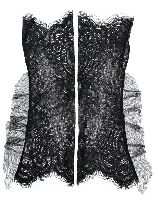 PARLOR Lace Ruffle-trim Fingerless Gloves