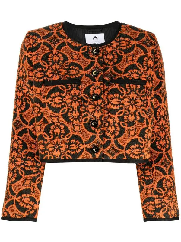 MARINE SERRE Oriental Towels Cropped Jacket - Orange