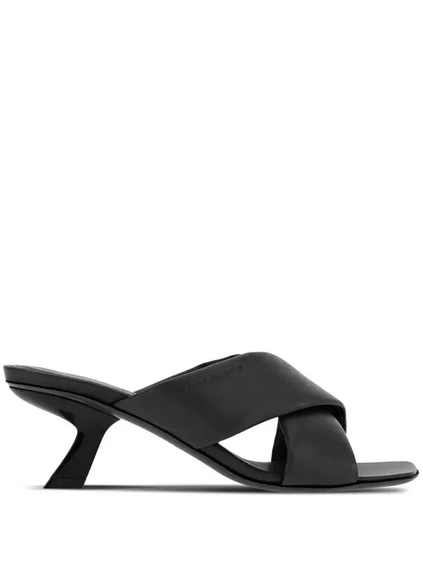 FERRAGAMO Crossover-strap Lambskin Mules - Black