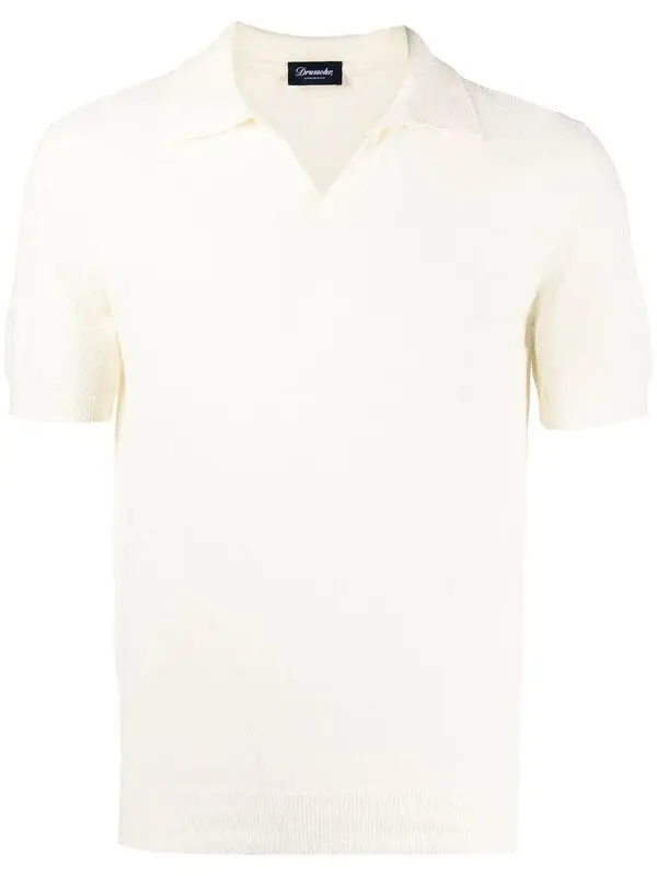 DRUMOHR Short-sleeve V-neck Polo Shirt - White