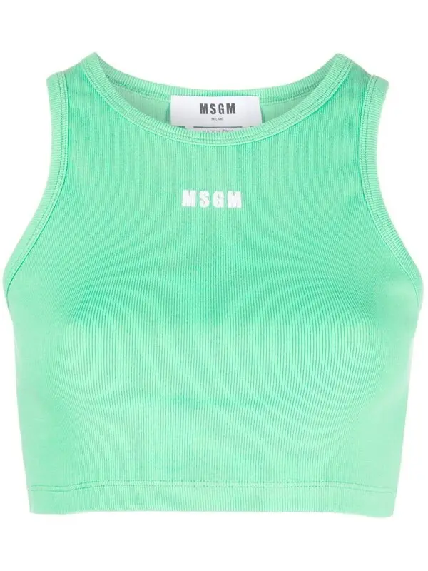 MSGM Logo Sleeveless Top - Green