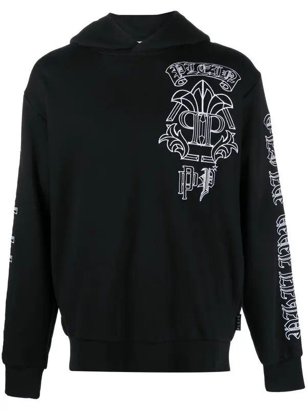 Philipp Plein Skull-print Logo Hoodie - Black
