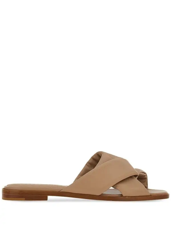 FERRAGAMO Knot-detail Leather Slides - Neutrals