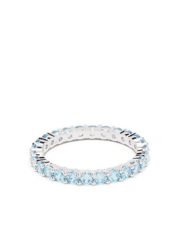 SWAROVSKI Round Cut Gem Embellished Ring - Silver