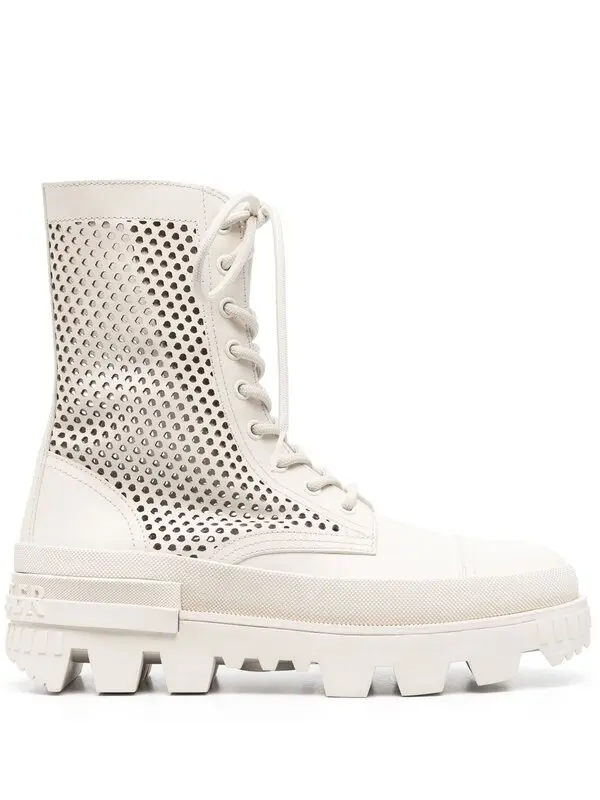 Moncler Perforated Lace-up Boots - Neutrals