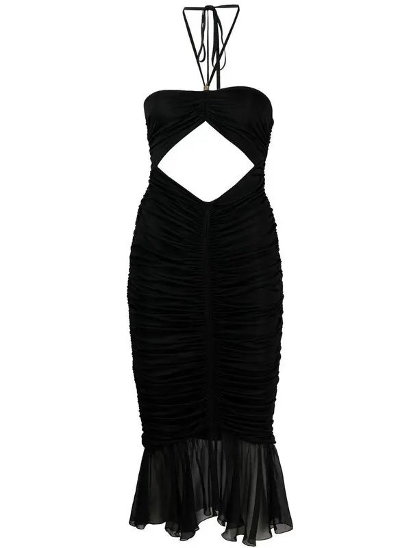Blumarine Cut-out Pleated Midi Dress