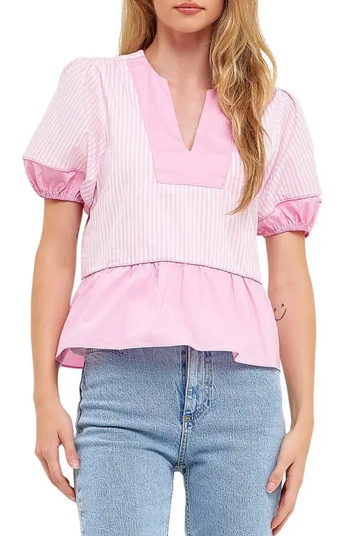 English Factory Contrast Stripe Top
