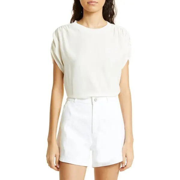Cinq À Sept Lorainne Ruched Dolman Sleeve Silk Top - Ivory