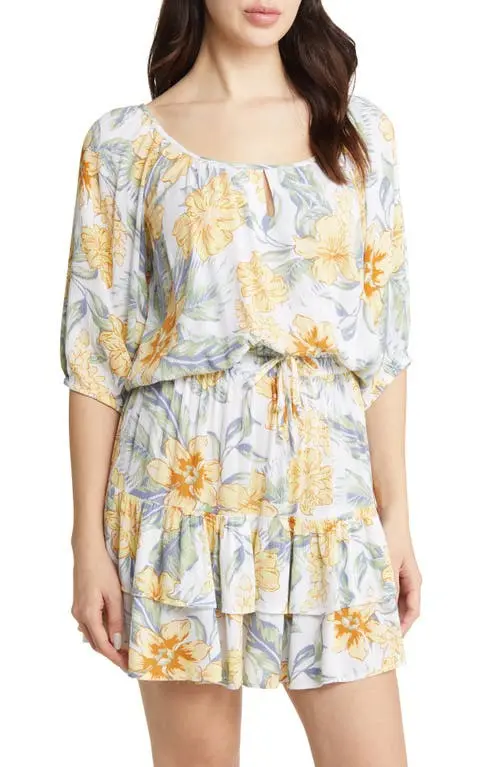 Rip Curl Always Floral Bubble Hem Top - White