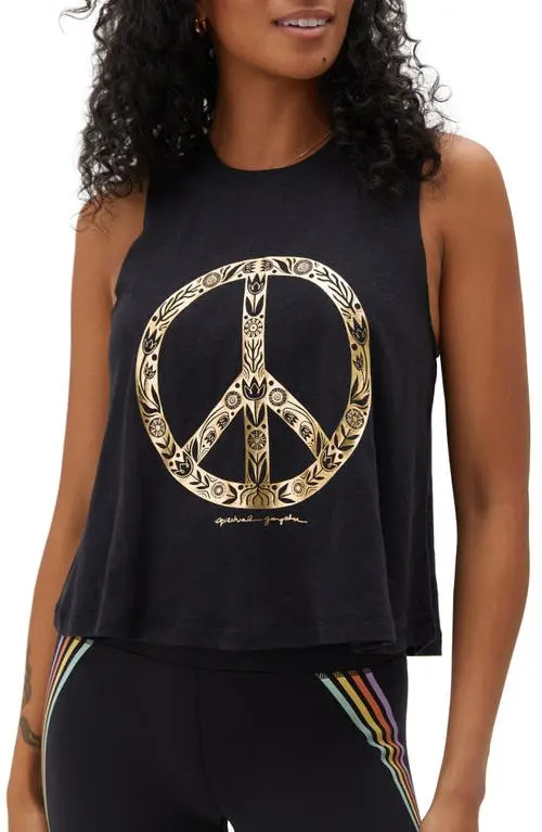 Spiritual Gangster Peace Sign Graphic Crop Tank - Black | Editorialist