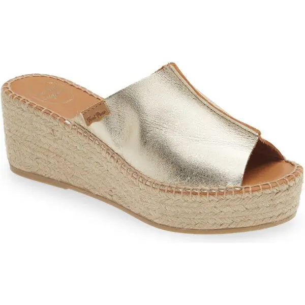 TONI PONS Ivonne Espadrille Platform Wedge Slide Sandal - Plati/platinum