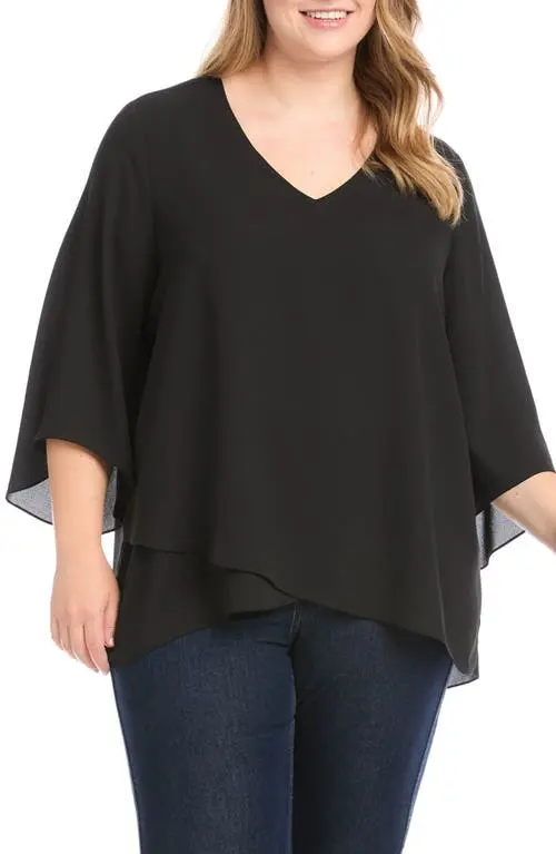 Karen Kane Asymmetric Blouse - Black