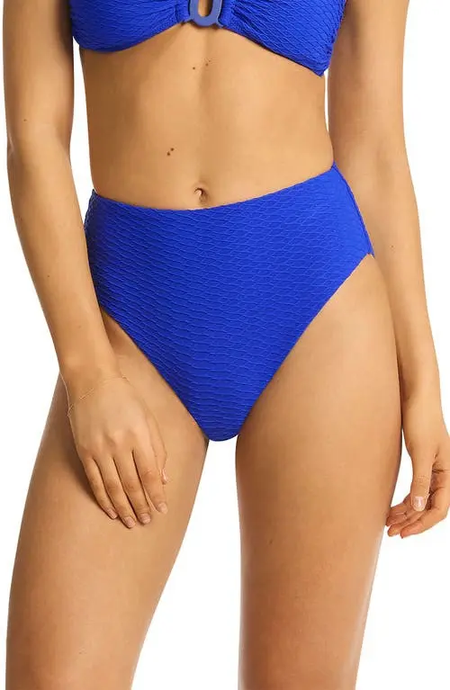 SEA LEVEL Retro High Waist Bikini Bottom - Cobalt