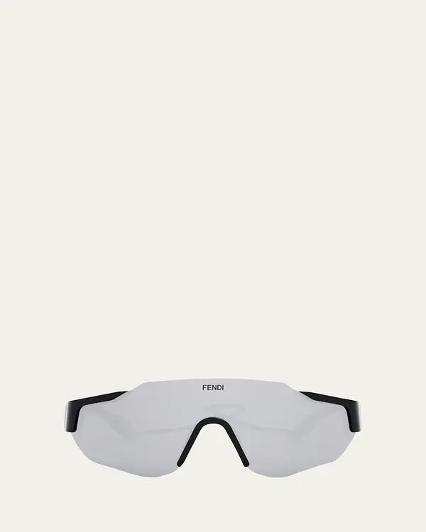 Fendi Rimless Nylon Wrap Sunglasses With Lanyard - Shiny Black Smoke Mirror