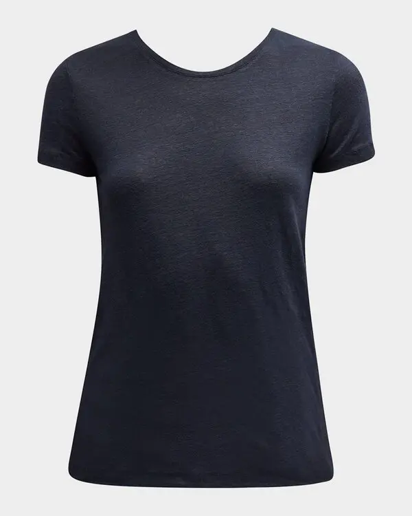 Majestic Filatures Stretch Linen Crewneck Tee - Noir