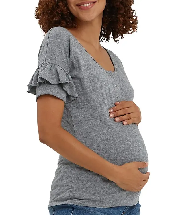 NOM MATERNITY Maria Ruffle Nursing Top