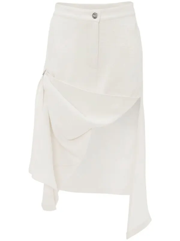 JW Anderson Asymmetric Draped Midi Skirt - White
