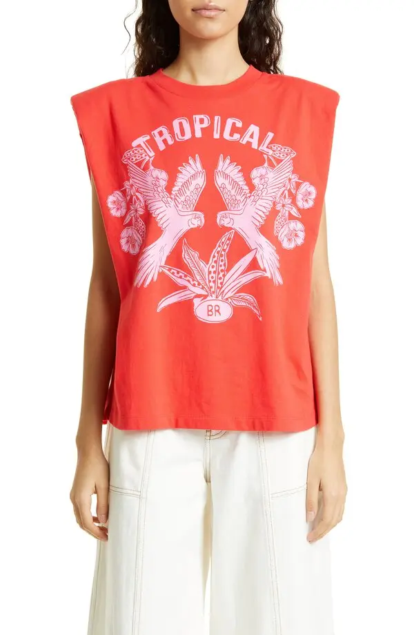 Buy Farm Rio Tropical Cotton Graphic Tee - Red At 20% Off | Editorialist