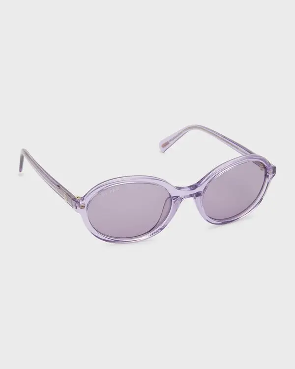 By Far Velvet Round Sunglasses - Transparent Lilac