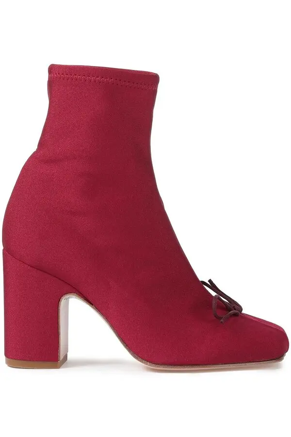 Red Valentino Bow-detailed Stretch-jersey Sock Boots - Crimson
