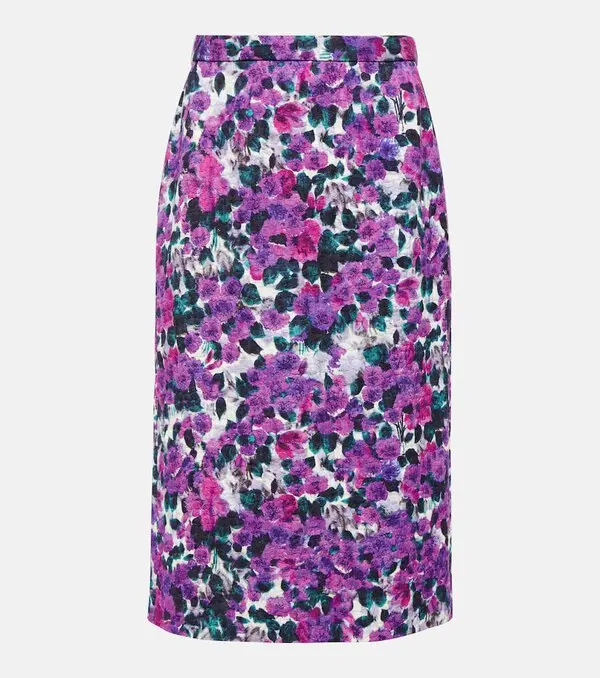 Dries Van Noten Floral Croc-effect Midi Skirt