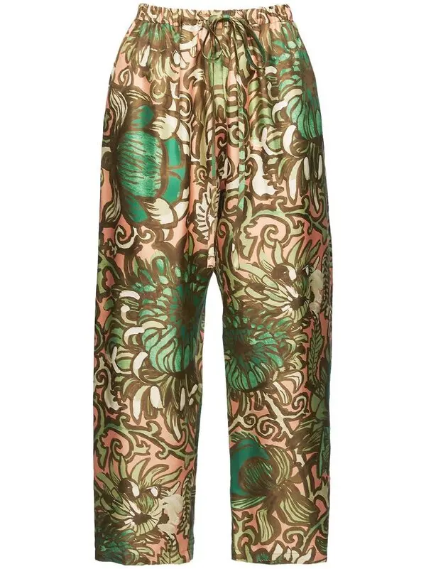 La DoubleJ Cropped Floral Trousers