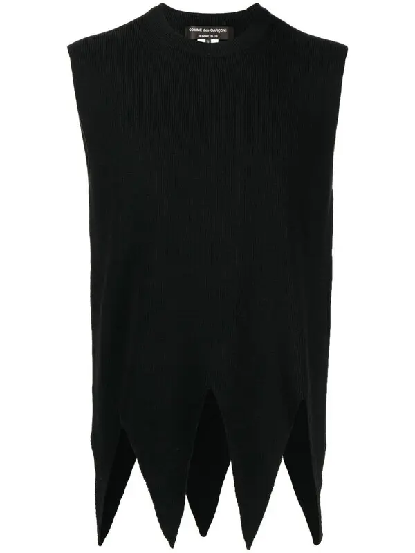 Comme Des Garçons Asymmetric-hem Knitted Top