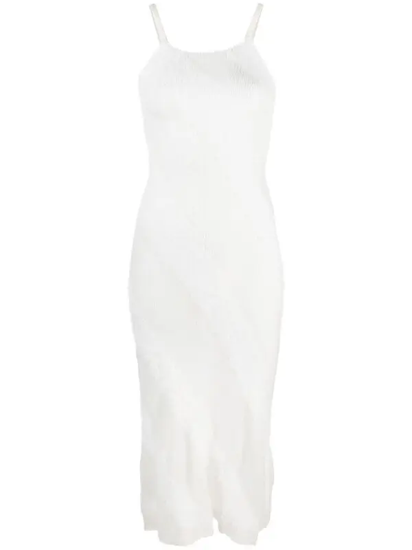 Gimaguas Fuzzy Knitted Slip Dress - White