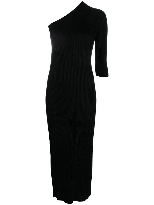 AERON Ribbed Asymmetric Midi Dress