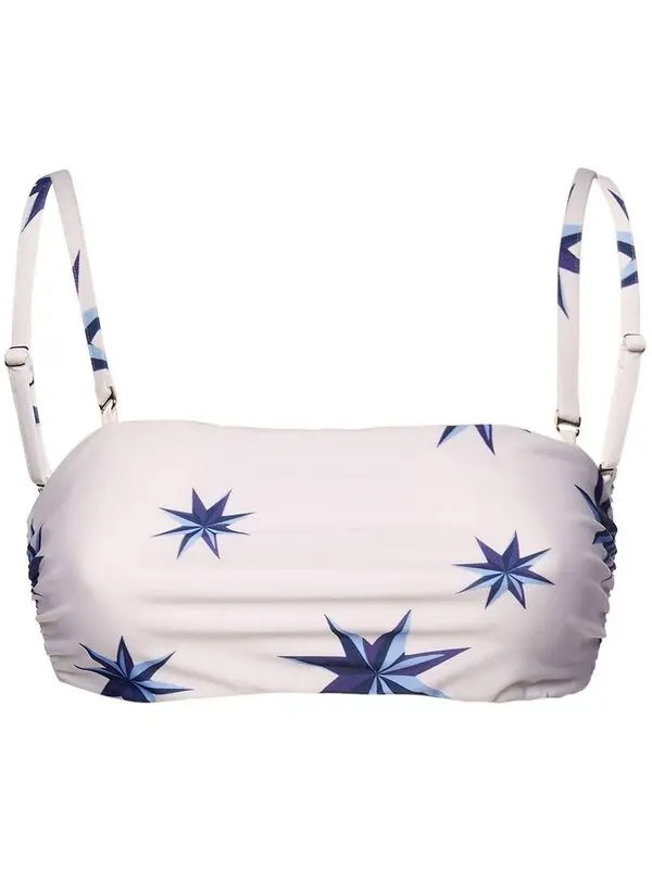 La DoubleJ Star Print Bandeau Top - White