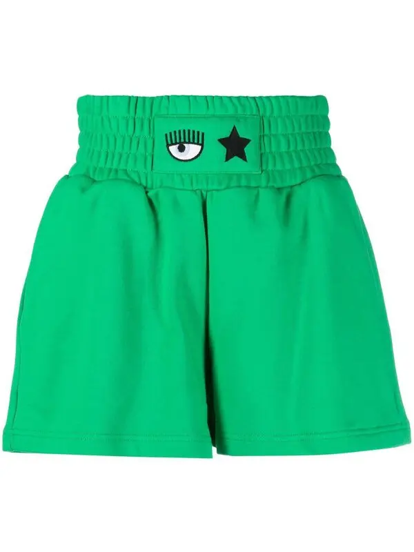 CHIARA FERRAGNI Eye-like Motif Cotton Shorts