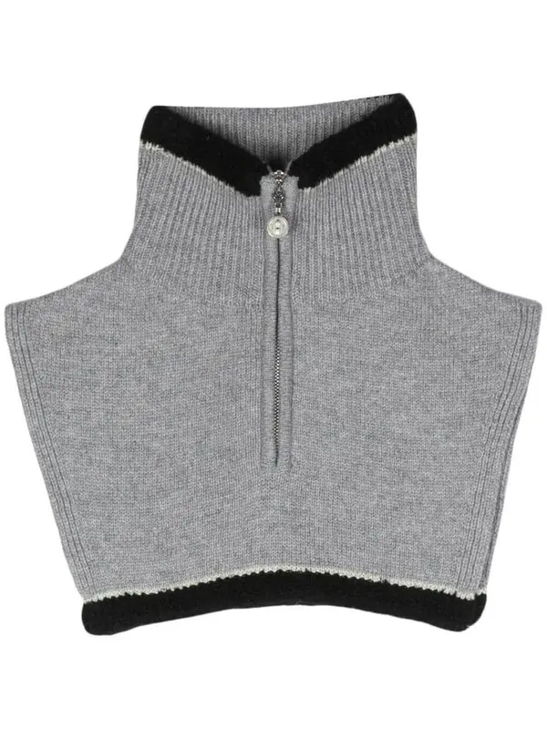 BARRIE Cashmere Zip-up Collar - Grey