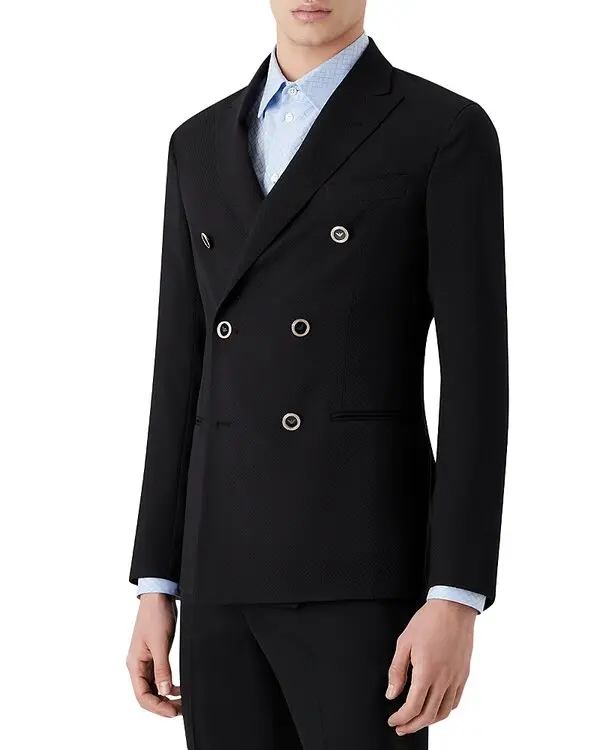 Emporio Armani Solid Modern Fit Double Breasted Blazer